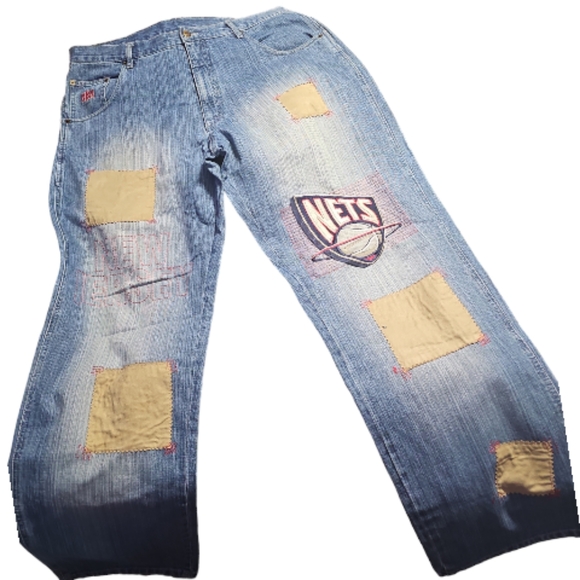 UNK NBA JEANS | Jeans | Unk Nba Nwot Vintage Jeans Embroidered New Jersey Nets Size 38 Suede ...